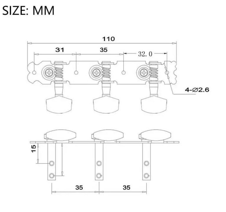 Classical Guitar Nylon Machine Head Tuners - Full Set (Chrome)