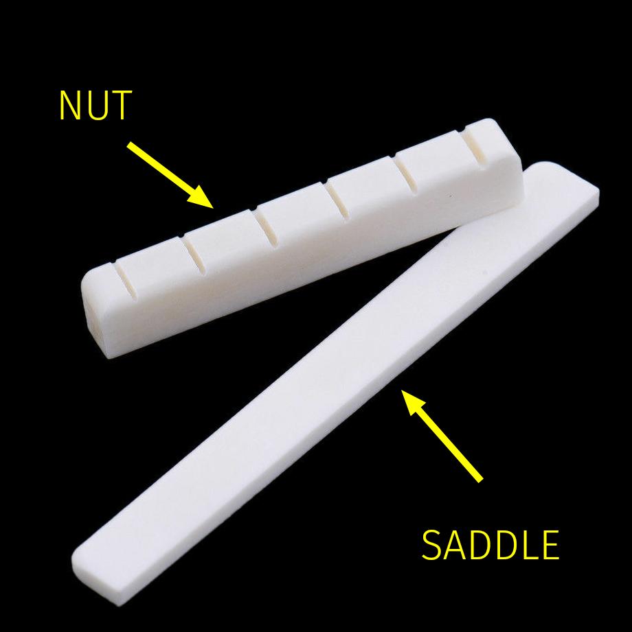 Classical Guitar Ox Bone Bridge Saddle (80x3x9mm) Bleached