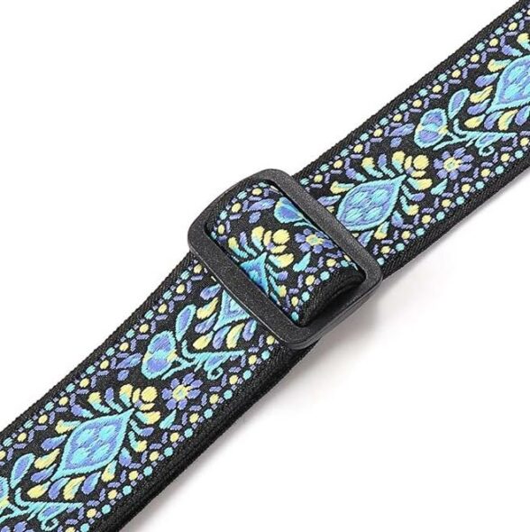 Hawaiian Jacquard Blue Flower No-Drill Ukulele Strap