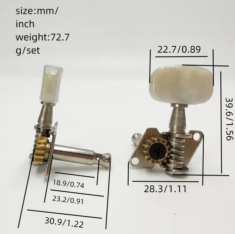 Ukulele White Pearl Head Machine Head Tuner Set • SA Guitar Shop
